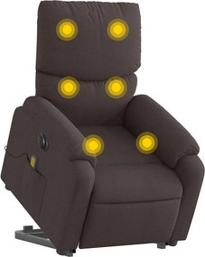 Elektrické zvedací masážní polohovací křeslo tmavě hnědé textil 3204865