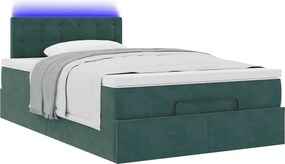 Osmanská postel s matrací &amp; LED tmavě zelená 120x190cm samet 3312755