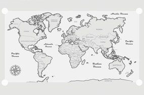 Samolepící tapeta mapa světa s šedým okrajem