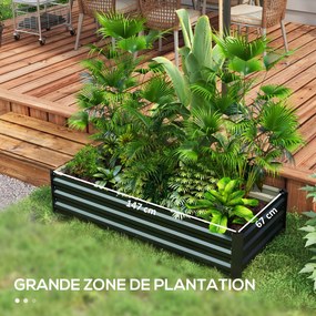 Obdélníková zahradní pěstební skříň Outsunny z oceli se bezpečnostním okrajem a otevřeným dnem, rozměry 150D x 70Š x 30V cm, černá | Aosom