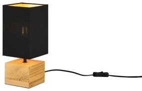 Stolní lampa s textilním stínidlem v černo-přírodní barvě (výška 30 cm) Woody – Trio