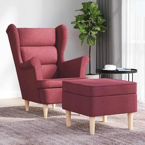 Křeslo s podnožkou vínové textil 3307992