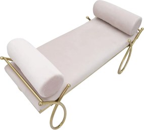 Lavice Ribbon 112 cm samet zlatá/růžová