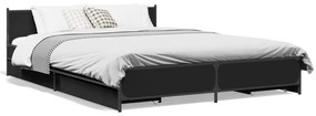 Rám postele se zásuvkami černý 140 x 200 cm kompozitní dřevo
