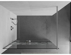Mexen Kioto+ sprchová zástěna s poličkou a kolejnicí 90 x 200 cm, Průhledné/Bílý vzor 8 mm, Chromovaná - 800-090-121-01-85