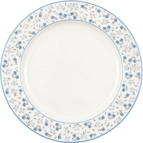 GREEN GATE Obědový talíř Florali White, modrá barva, porcelán