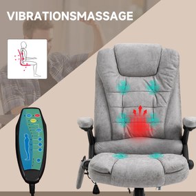 Kancelářská židle Vinsetto s masážní a tepelnou funkcí, ergonomická, výškově nastavitelná, bez tření, 6 masážních bodů, 68 Š x 72 H x 110-120 V cm, š…