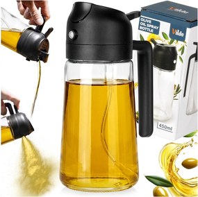 VILDE Skleněný rozprašovač a dávkovač na olej 2v1 450ml - čiré sklo