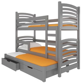Patrová postel pro tři osoby s matracemi SORIA Hlavní barva: Bílá, Další barva: Orange