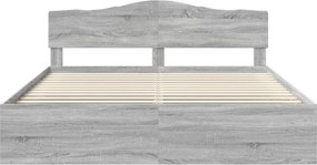 Rám postele Šedá Sonoma 200 x 200 cm Masivní borové dřevo 3412858