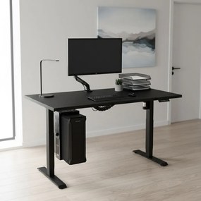 Výškově nastavitelný stůl OfficeTech A, 120 x 80 cm, černá podnož, černá