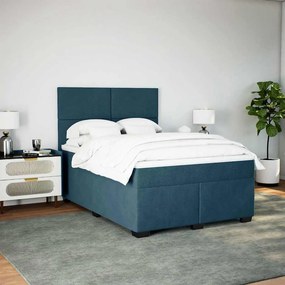 Box spring postel s matrací modrá 140 x 200 cm samet 3290928