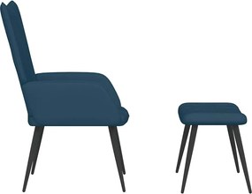 Relaxační křeslo se stoličkou modré samet 327698