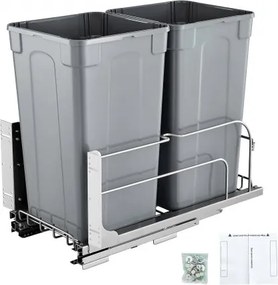 Výsuvný odpadkový koš VEVOR, 25,552 l × 2