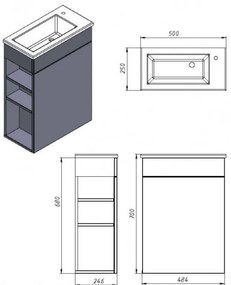 Lavedo Amadeo II Antracit 50 koupelnová skříňka s umyvadlem