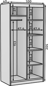 ADRK Furniture Posuvná skříň Delia 100