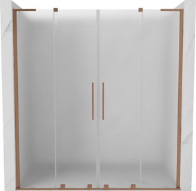 Mexen Velar L Duo, posuvné sprchové dveře do otvoru 200 cm, 8mm sklo námraza, měděná matná, 871-200-003-32-65