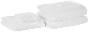 Bílá sada 4 bavlněných ručníků AREORA Beliani