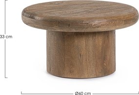 Kulatý konferenční stolek z mangového dřeva v tmavě přírodní barvě ø 60 cm Lopez – Bizzotto