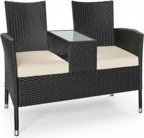 Casaria Polyratanový Kino lavice černý 145 × 58 × 87 cm