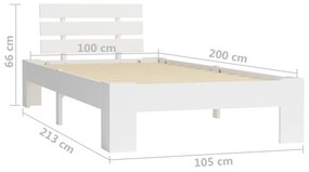 vidaXL Rám postele bílý masivní borové dřevo 100 x 200 cm