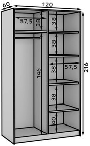 Šatní skříň s posuvnými dveřmi Shalva - 120 cm
