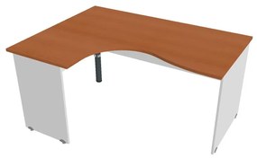 Stůl ergo pravý 160*120 cm - Hobis Gate GE 2005 P Dekor stolové desky: třešeň, Dekor lamino podnože: bílá, Barva nohy: černá