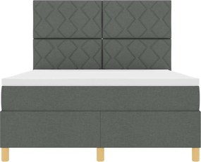 Postel s boxspringem s čelo Tmavě šedá 140 x 200 cm textil 3339701