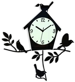 ModernClock Nástěnné hodiny Birds černé