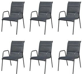 Stohovatelné zahradní židle - 6 ks - ocel a textilen | černé