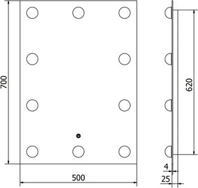 Mexen Dona koupelnové zrcadlo s podsvícením 50 x 70 cm, LED 6000K, proti zamlžení - 9818-050-070-611-00