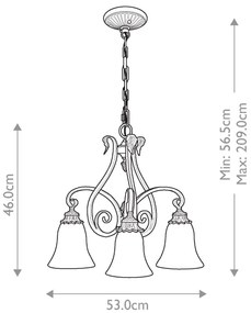 Elstead Secesní závěsný lustr SONOMA VALLEY Ø 52 cm/3x E27