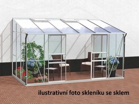 Skleník ke stěně IDA 7800 polykarbonát stříbrný Dekorhome Polykarbonát 4 mm