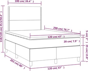 Box spring postel s matrací tmavě šedá 120 x 200 cm samet 3142954