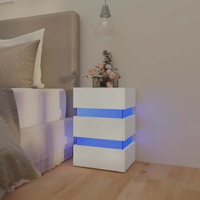 Noční stolek s LED bílý 45 x 35 x 67 cm kompozitní dřevo