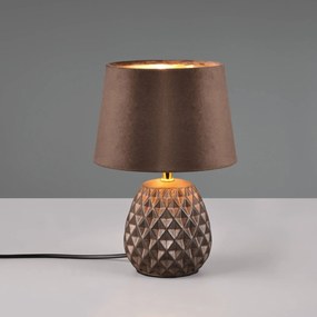 Stolní lampa Ariane z keramiky a sametu, hnědá