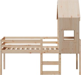Patrová postel se střechou 75 x 190 cm masivní borové dřevo 3282019