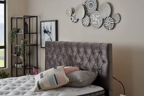 Čalouněná postel DELUXE s matrací - šedá 90 × 200 cm