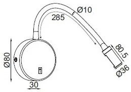 ACA Lighting LED nástěnná lampička s vypínačem PIPER 3W/230V/3200K/210Lm/50°/IP20, černá