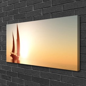 Obraz na plátně Loďka Moře Slunce Krajina 100x50 cm