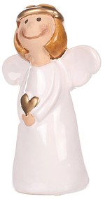Anděl bílý držící srdce, keramika - KEK9449
