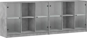 Knihovna s dvířky betonově šedá 204x37x75 cm kompozitní dřevo 3206534