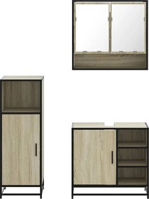 3dílný set koupelnového nábytku dub sonoma kompozitní dřevo 3300996