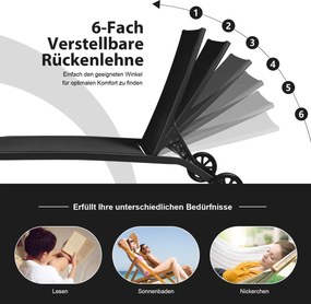 Costway Sada 2 nastavitelných venkovních lehátek s kolečky a rychleschnoucí