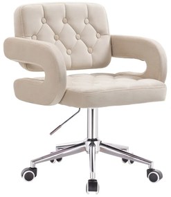 LuxuryForm DESIGN Židle ADRIA VELUR na stříbrné podstavě s kolečky - krémová