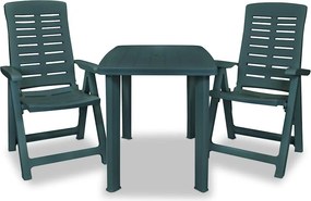 3dílný bistro set plastový zelený 275078