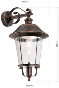 Orion AL 11K/360.01-Venkovní nást. lampa KENZO 1xE27/100W/230V IP44 bronz/patina