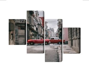 Vícedílný obraz Auta V Retro Stylu Na Kubě Nedostatek Nedostatek Přírodní plátno 160x100
