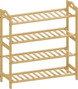 HOMCOM 4-podlažní bambusový botník pro 12 párů bot do předsíně, chodby nebo ložnice 67,5x24,7x72 cm Přírodní dřevo