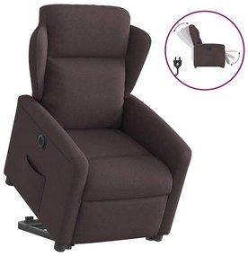 Elektrické zvedací polohovací křeslo tmavě hnědé textil 3303159